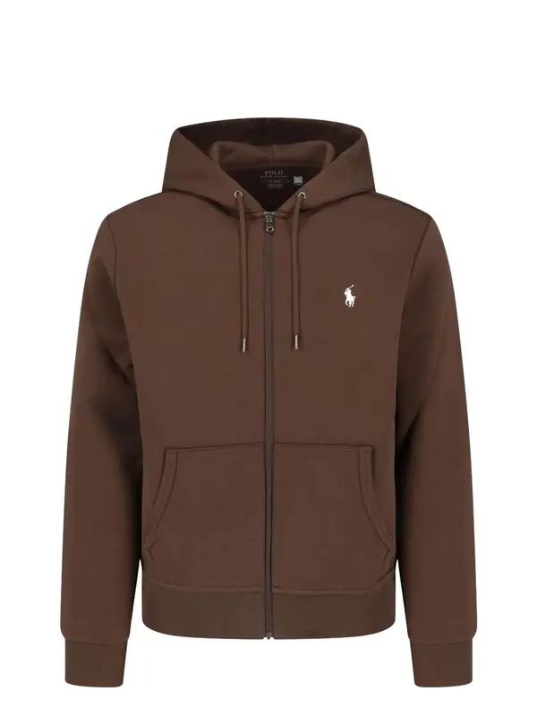 Polo Ralph Lauren Logo Embroidered Cotton Blend Hoodie - Brown