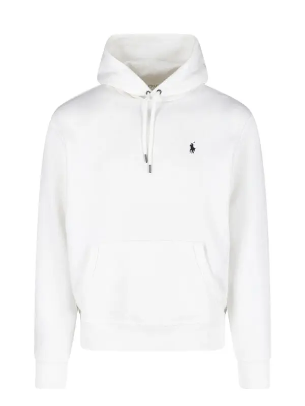 Polo Ralph Lauren Logo Embroidered Cotton Blend Hoodie - White