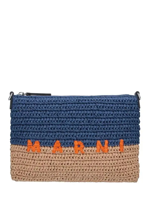 Marni Pouch With Embroidered Logo - Blue