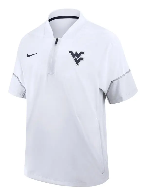 Nike West Virginia Sideline Coach 1/2-zip Short-sleeve Hooded Jacket - White