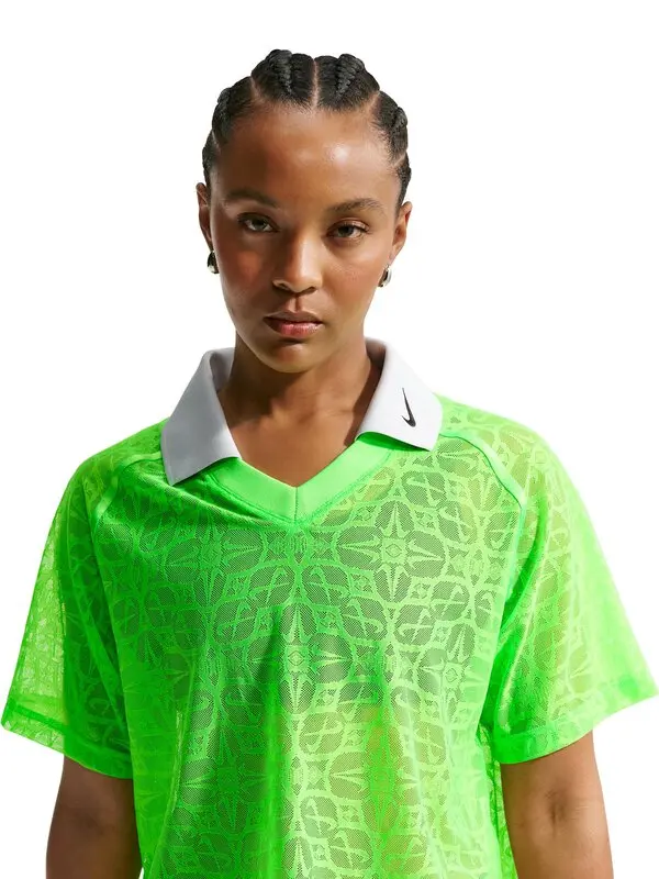 Nike Sportswear Loose Lace Polo Jersey Top - Green