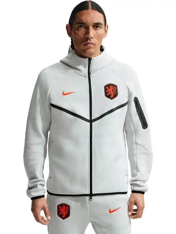 Nike Netherlands Tech Fleece Windrunner Soccer Full-zip Hoodie - Grey