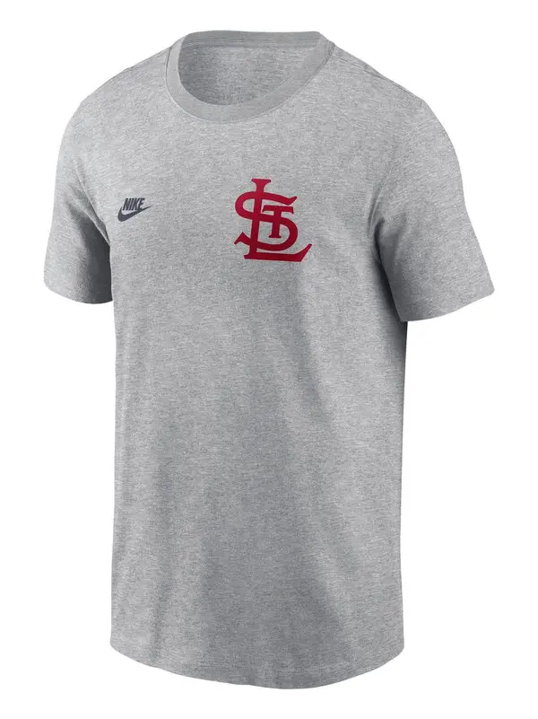 Nike St. Louis Cardinals Cooperstown 2-hit Large Logo Mlb T-shirt - Grey