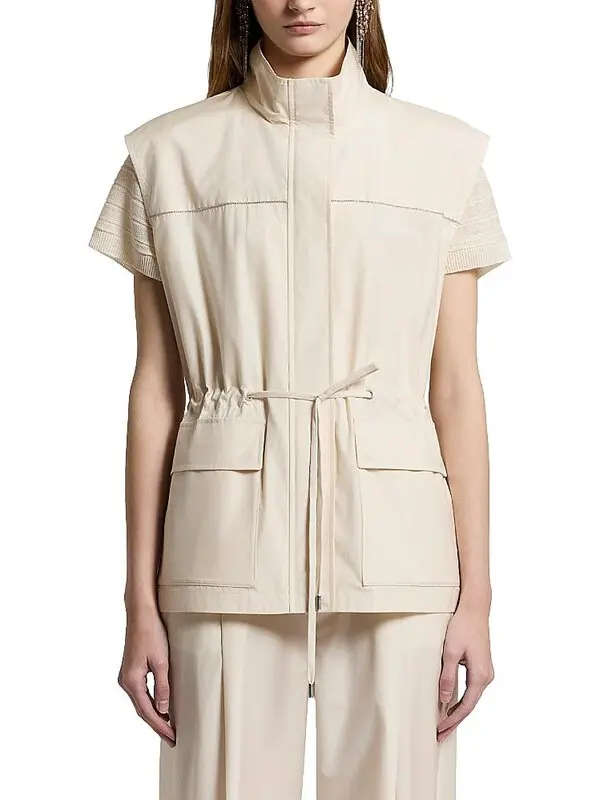 Peserico Sleeveless Safari Jacket - Pampas Flower White