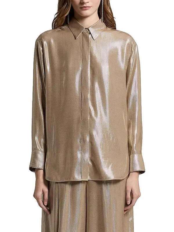 Peserico Button Front Shirt - Pearl Beige