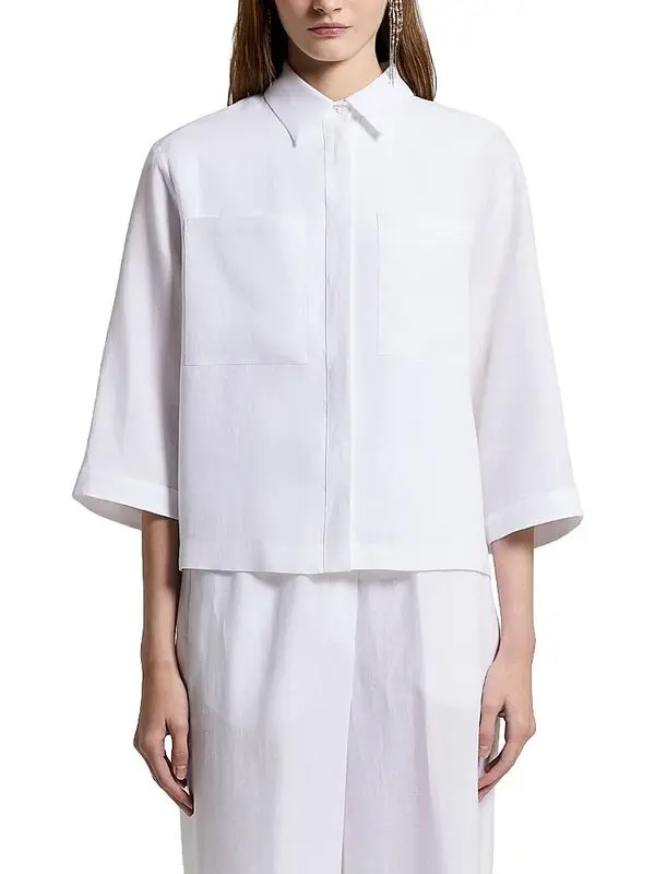 Peserico Boxy Leaf Collar Shirt - Natural White