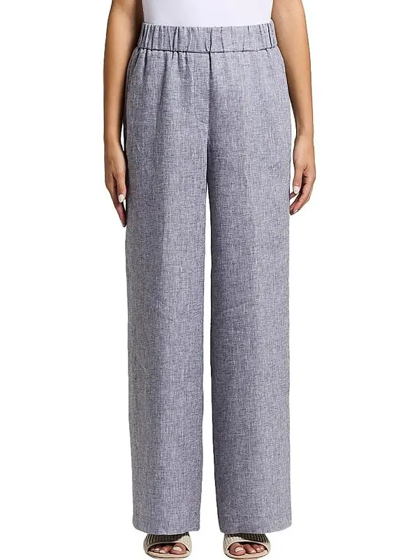 Peserico Wide Leg Linen Trousers - Ink