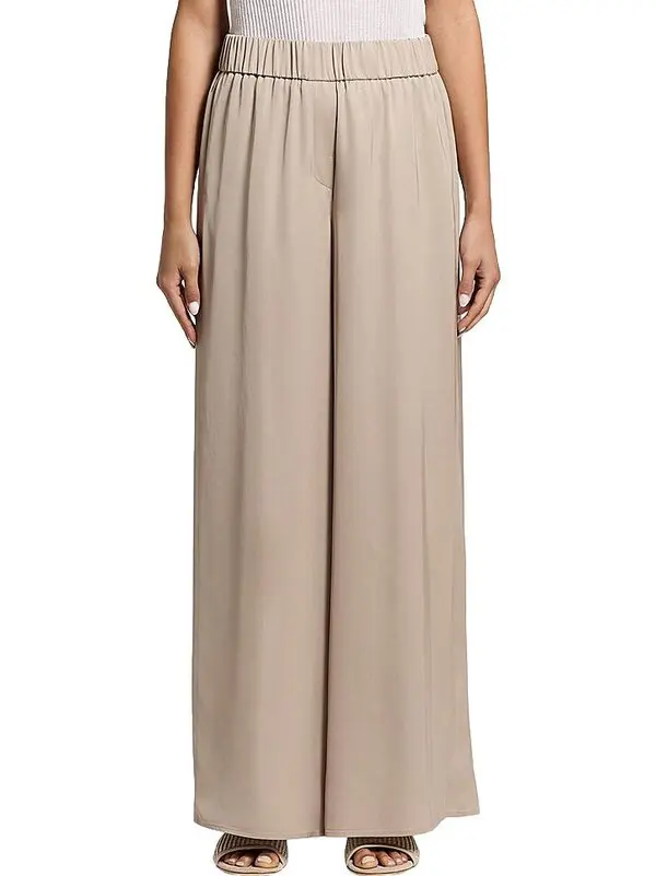 Peserico Wide Leg Trousers With Elastic Waist - Seaside Sand Beige