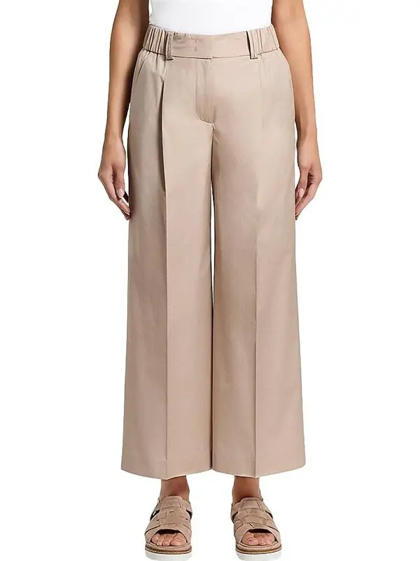 Peserico Elasticated Wide-leg Trousers - Seaside Sand Beige