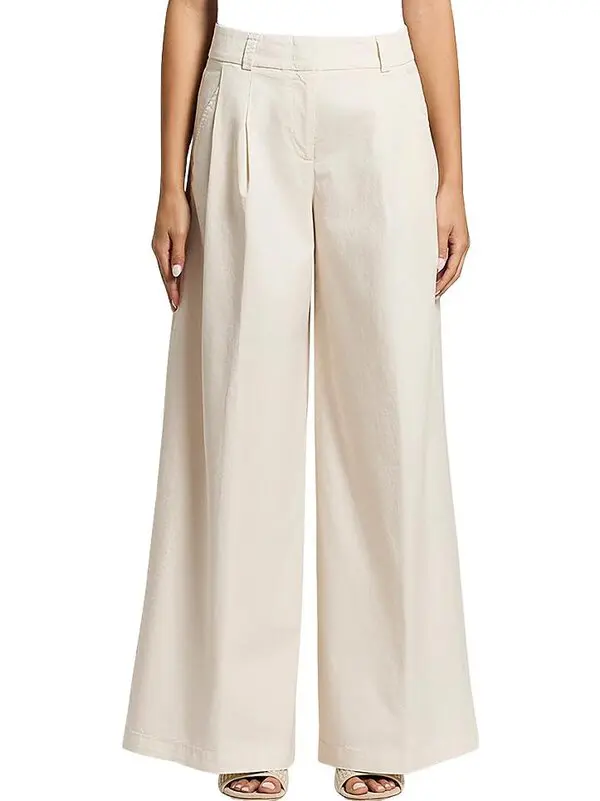 Peserico Single Dart Palazzo Trousers - Pampas Flower White
