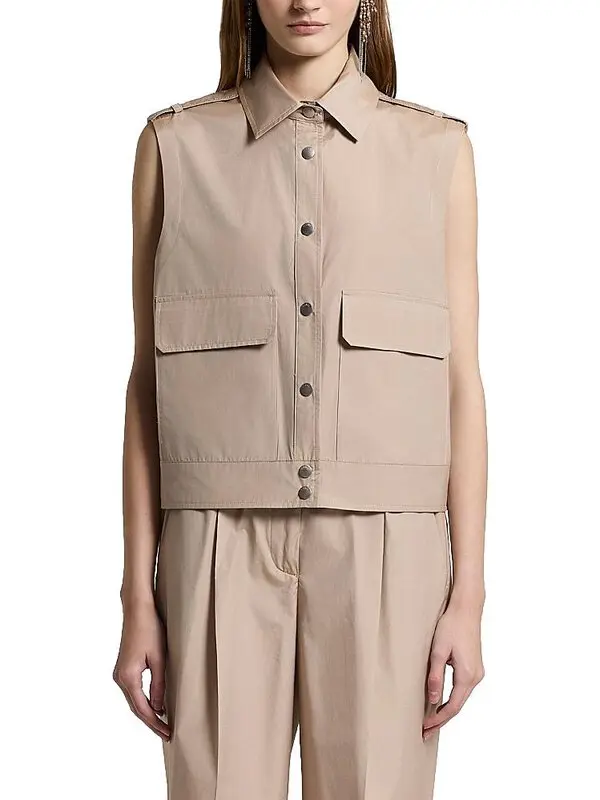 Peserico Leaf Collar Vest - Seaside Sand Beige