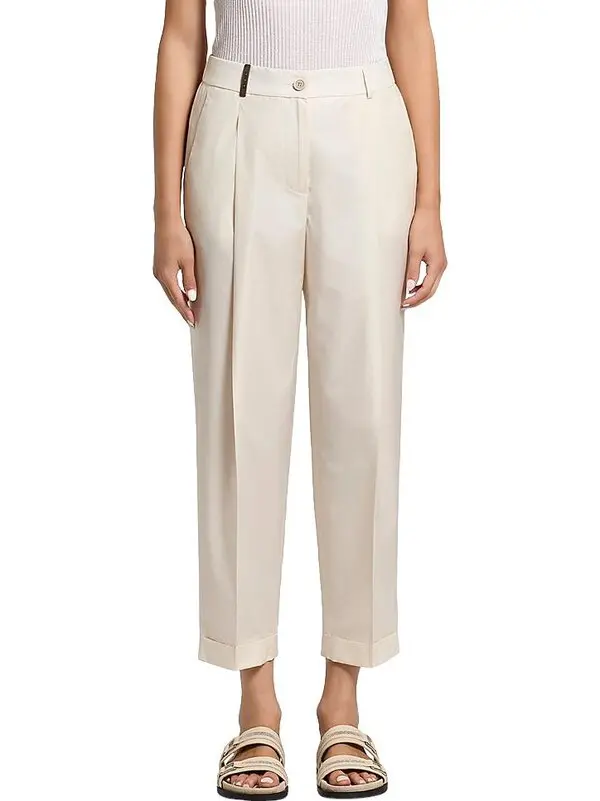 Peserico Single Dart Trousers - Pampas Flower White