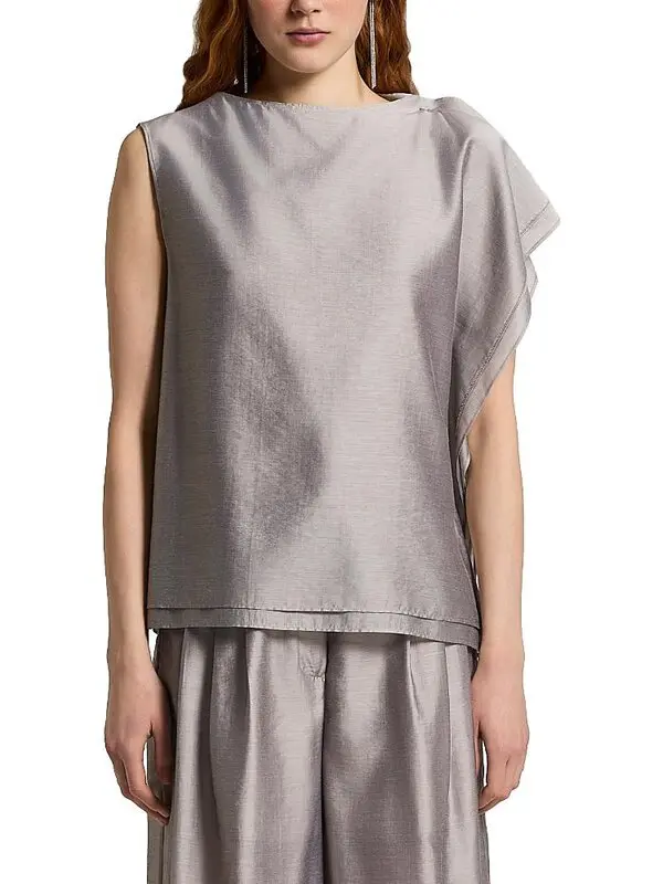 Peserico One Sleeve Blouse - Gray