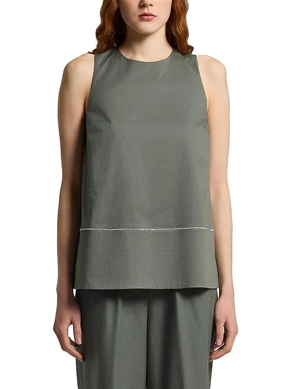 Peserico Sleeveless Round Neck Top - Eucalyptus Green