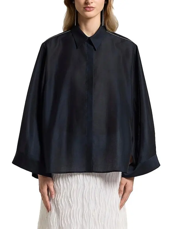 Peserico Leaf Collar Shirt - Ink
