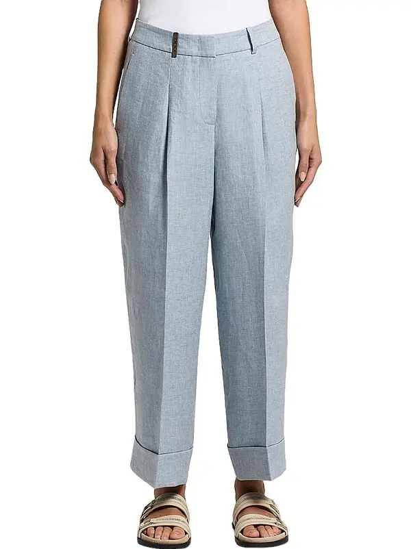 Peserico Cropped Darted Trousers - Dust Light Blue