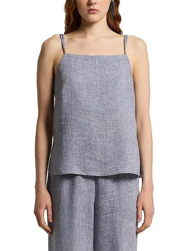 Peserico Sleeveless Linen Top With Double Straps - Ink