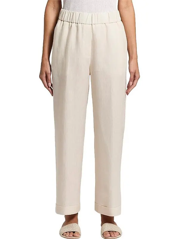 Peserico Elastic Waist Trousers - Pampas Flower White