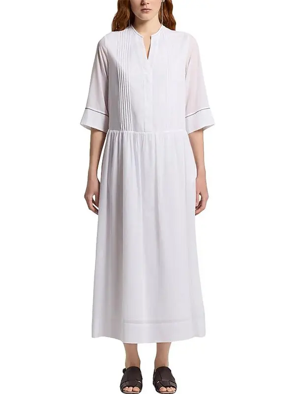 Peserico Midi Split Neck Dress - Natural White