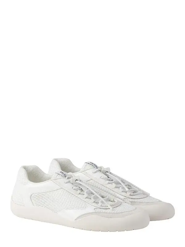 Prada Speedrock Patent Leather And Mesh Sneakers - White