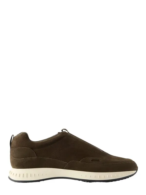John Lobb Elastic Stream Suede Sneakers - Brown