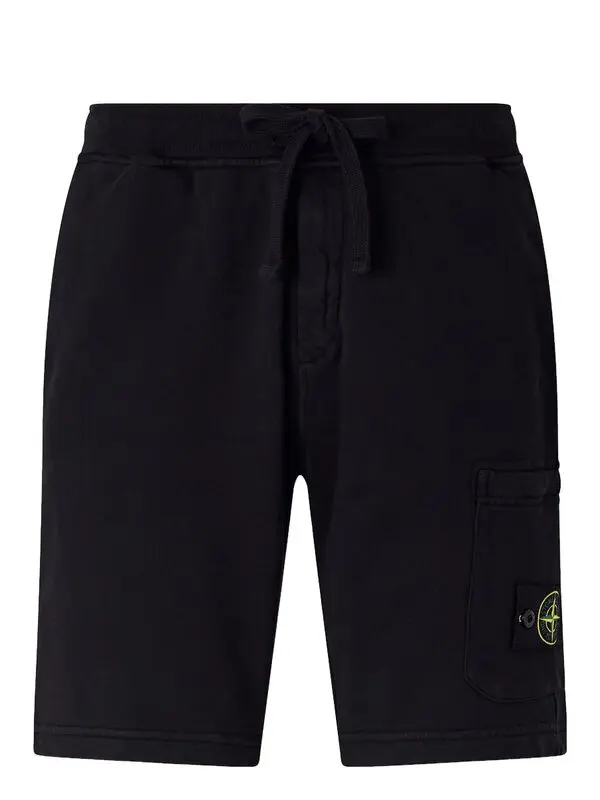 Stone Island Straight-leg Cotton-jersey Drawstring Shorts - Black