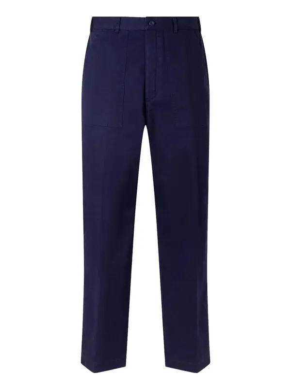 Ralph Lauren Purple Label Straight-leg Cotton-blend Twill Trousers - Blue