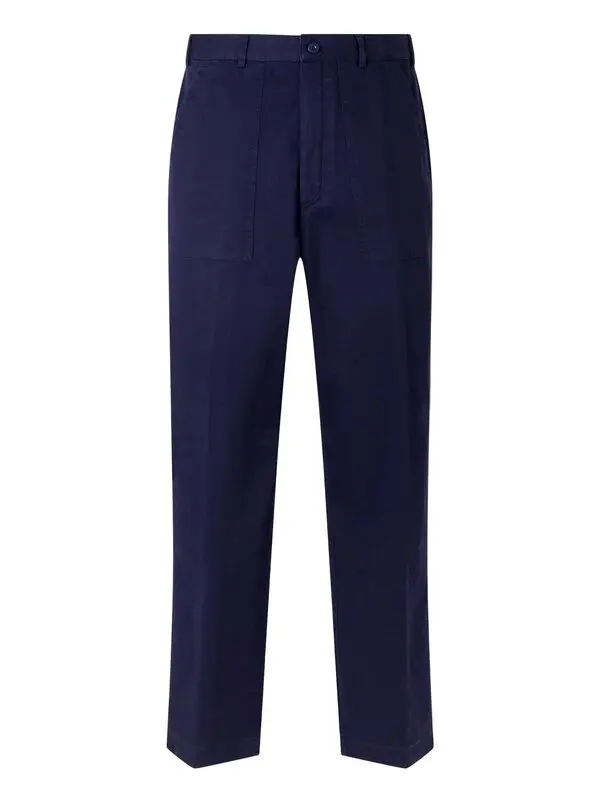 Ralph Lauren Purple Label Straight-leg Cotton-blend Twill Trousers - Navy