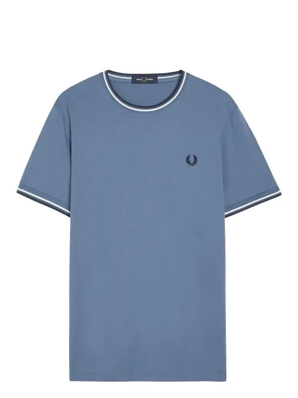 Fred Perry Logo-embroidered Cotton T-shirt - Blue