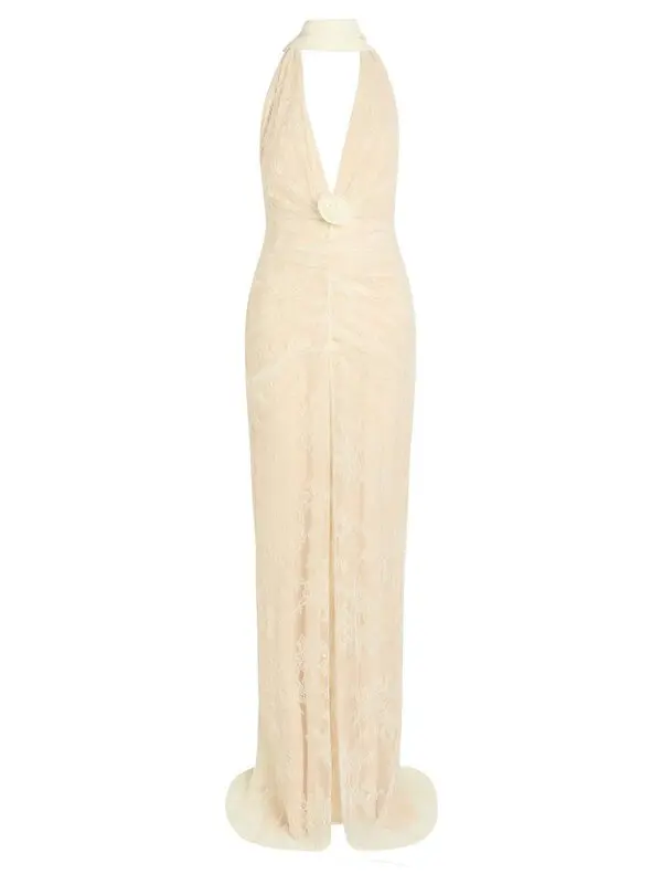 DE LA VALI Amora Scarf-effect Lace Gown - Ivory