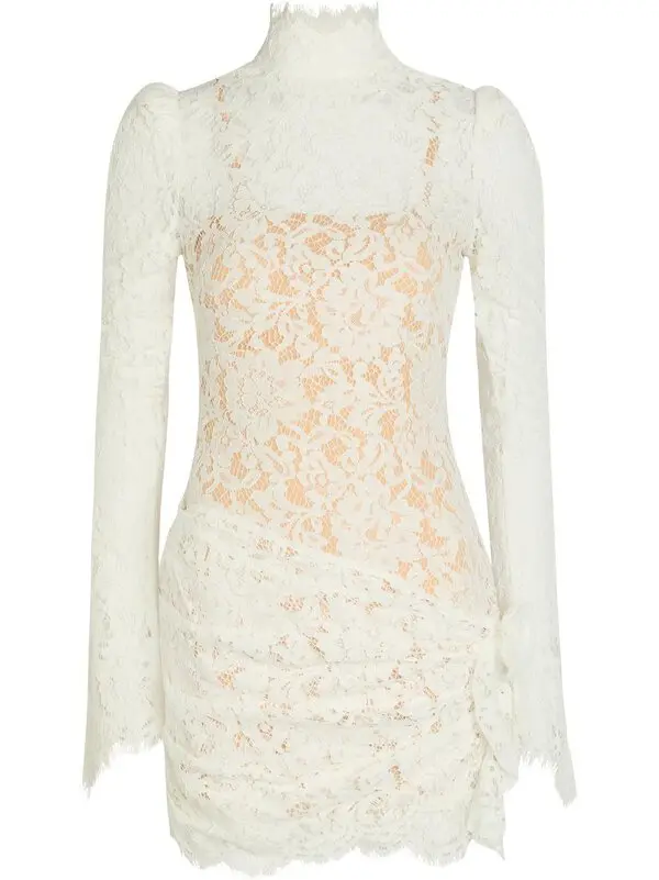 DE LA VALI Bodita Appliquéd Guipure Lace Mini Dress - White