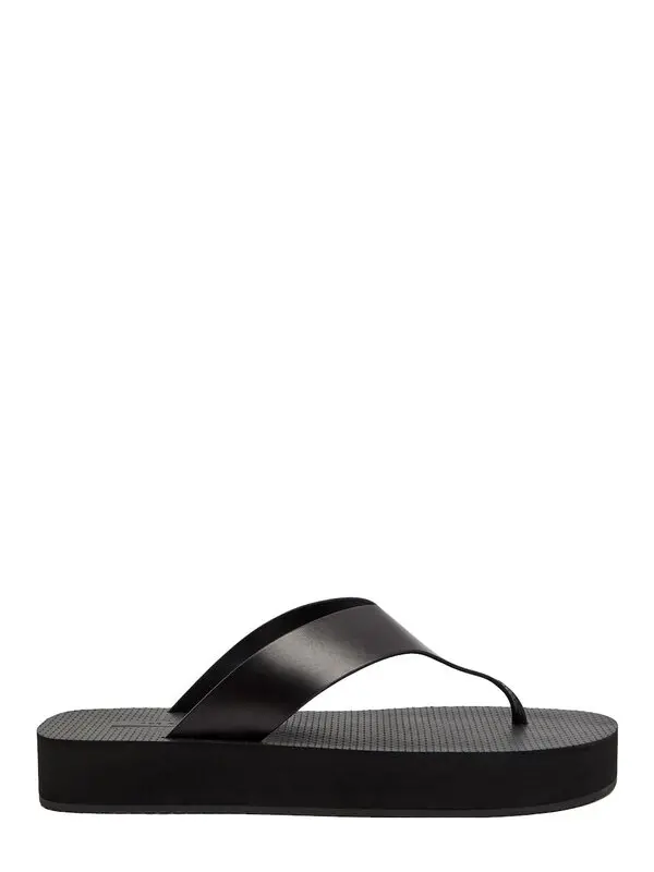 THE ROW Dune Flatform Leather Sandals - Black