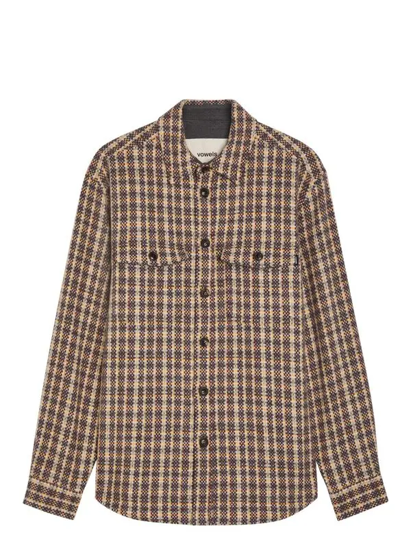 VOWELS Checked Wool And Mohair-blend Overshirt - Multicoloured