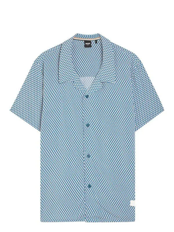 BOSS Beach Patterned Woven Shirt - Blue