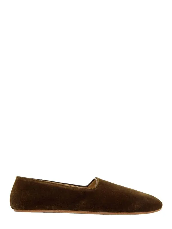 THE ROW Ponti Velvet Slipper Flats - Brown