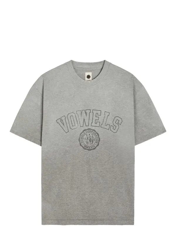 VOWELS Printed Cotton T-shirt - Grey