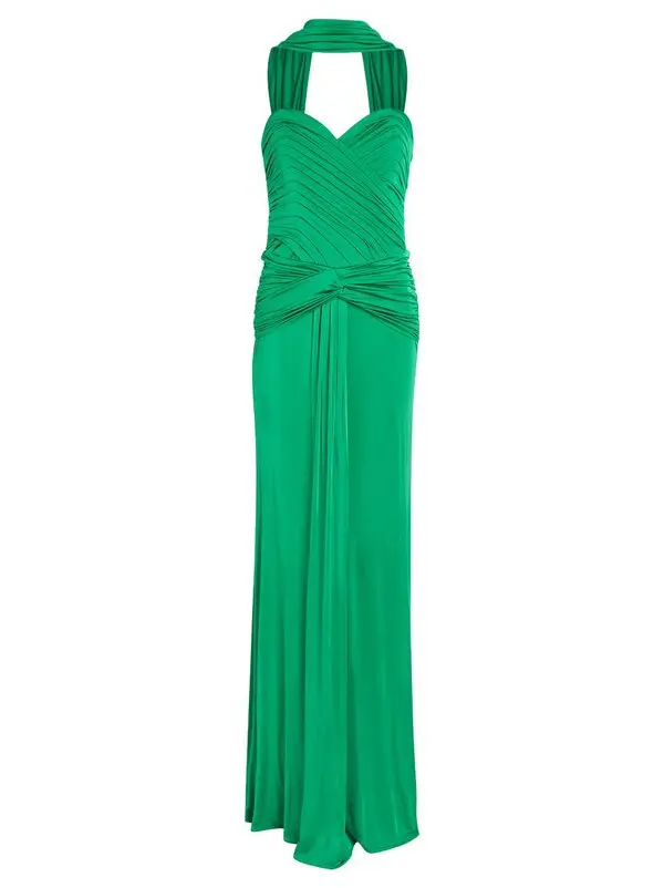 THE NEW ARRIVALS ILKYAZ OZEL Amanda Stretch-jersey Maxi Dress - Green