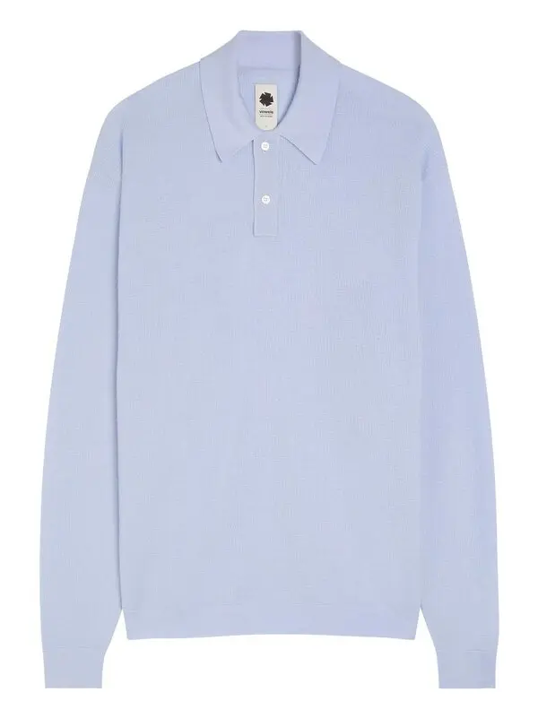 VOWELS Wool Polo Jumper - Light Blue