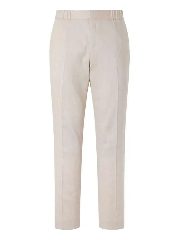 Paul Smith Straight-leg Pleated Linen-blend Trousers - Beige