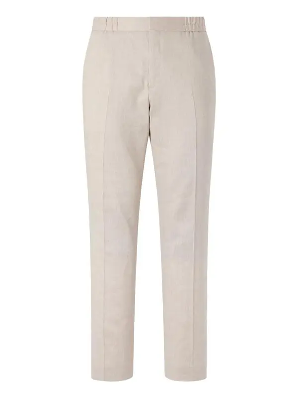 Paul Smith Straight-leg Pleated Linen-blend Trousers - Neutrals