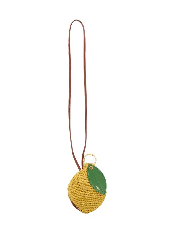 Chloé Symbols Mirror Raffia Bag Charm - Yellow