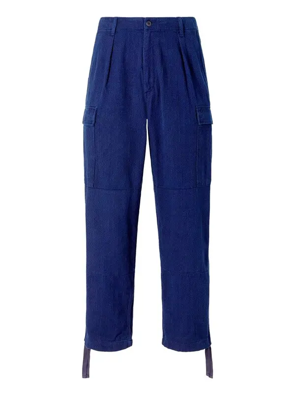 Blue Blue Japan Kasezome Straight-leg Sashiko Cotton Cargo Trousers - Blue
