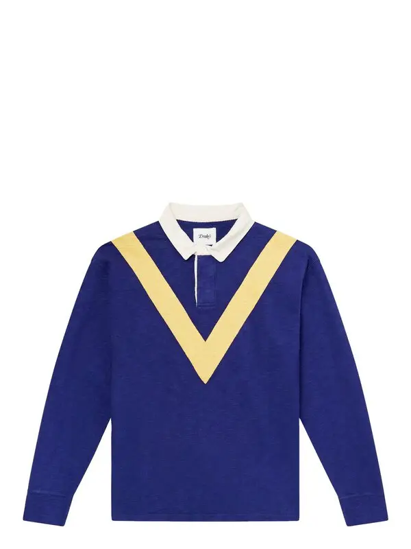 DRAKE'S Chevron Flame Cotton-jersey Rugby Shirt - Blue