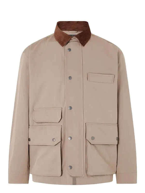 FRIZMWORKS Royal Hunting Corduroy-trimmed Cotton-blend Jacket - Neutrals