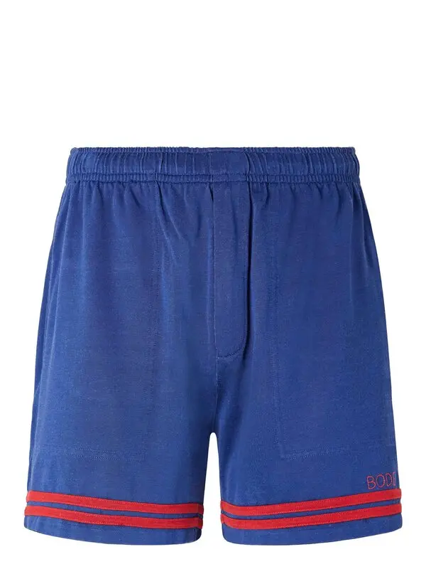 BODE Lakewood Straight-leg Logo-embroidered Striped Jersey Shorts - Blue