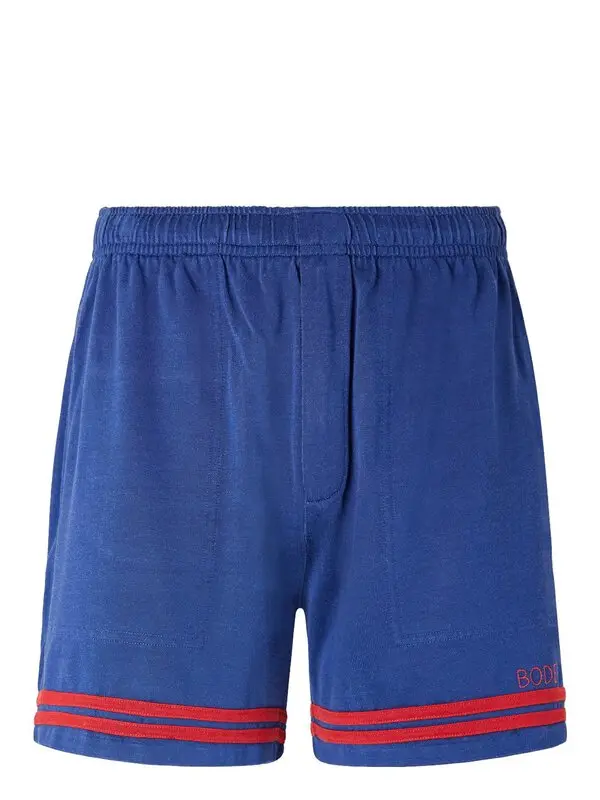 BODE Lakewood Straight-leg Logo-embroidered Striped Jersey Shorts - Blue