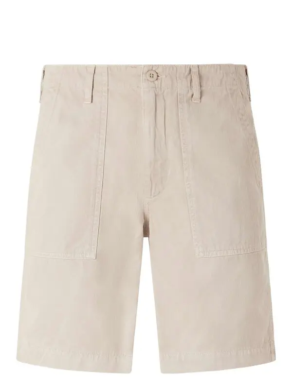 Hartford Fatigue Straight-leg Herringbone Cotton Shorts - Beige