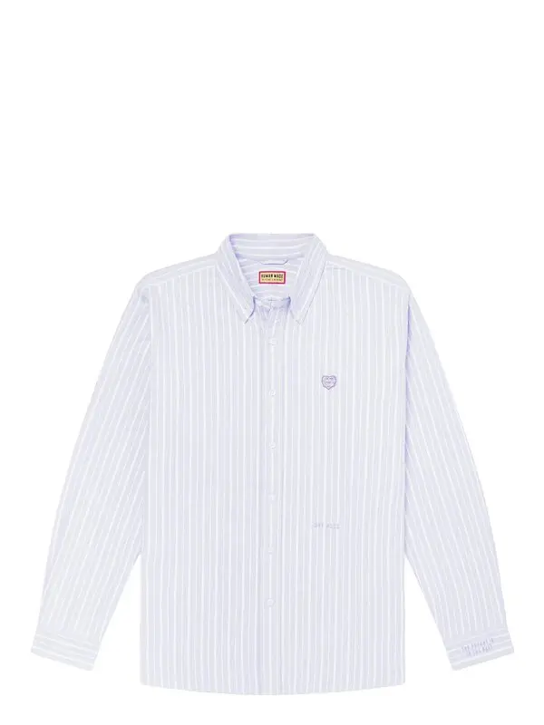 HUMAN MADE Button-down Collar Logo-appliquéd Striped Cotton Shirt - Blue