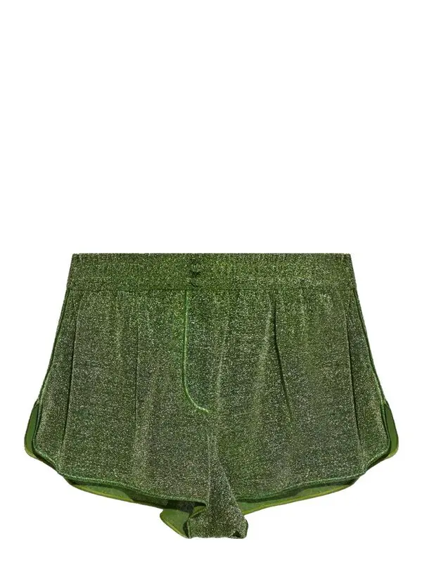 Oseree Shimmer Drawstring Shorts - Green