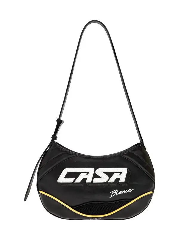 Casablanca Logo-lettering Leather Shoulder Bag - Black
